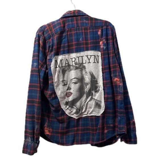 Hand Crafted | Shirts | Marilyn Monroe Flannel Up Cycle Bleach Large ...